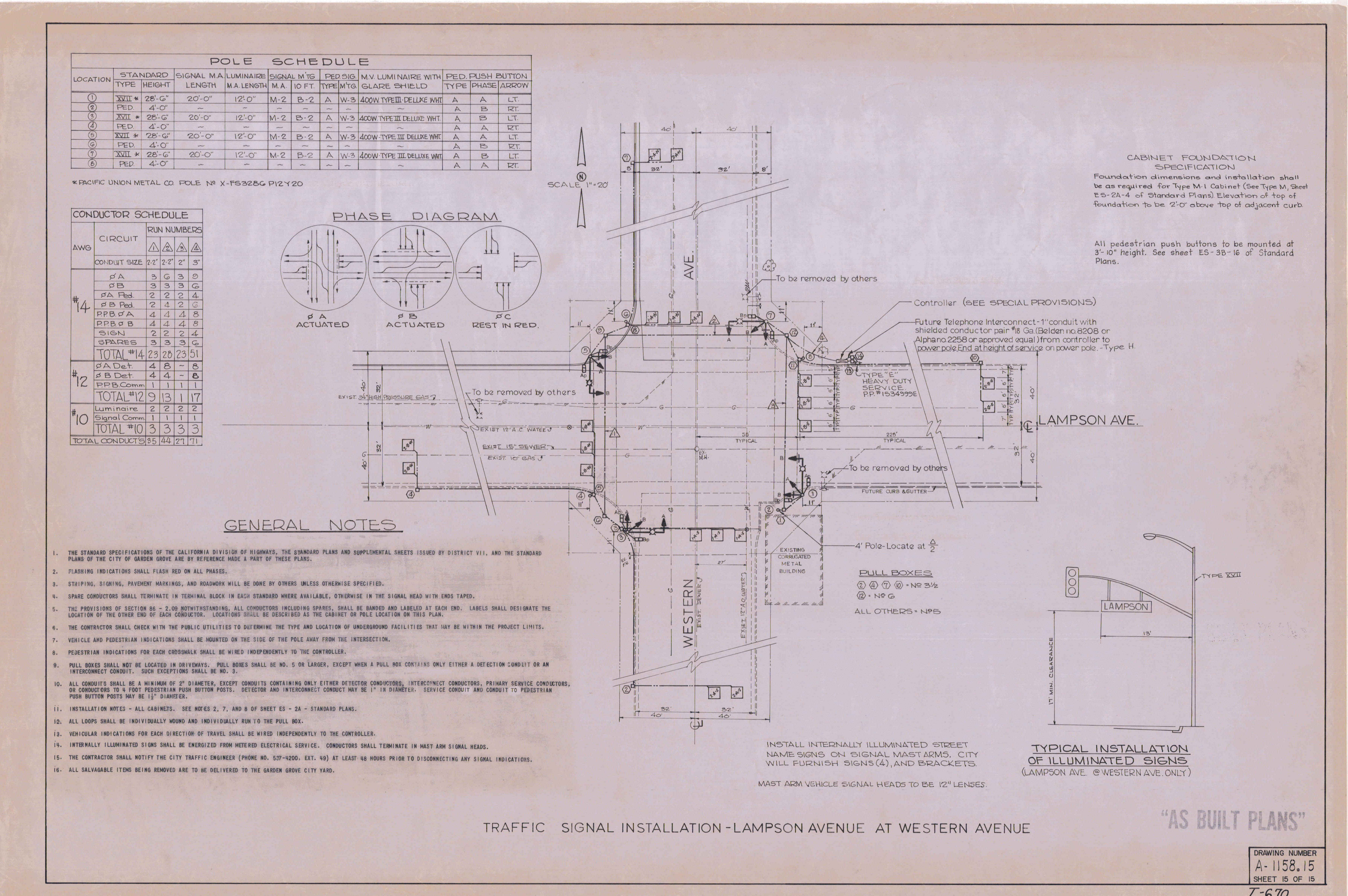 Drawing TRAFFIC SIGNAL INSTALLATION - LAMPSON AVENUE AT WESTERN AVENUE